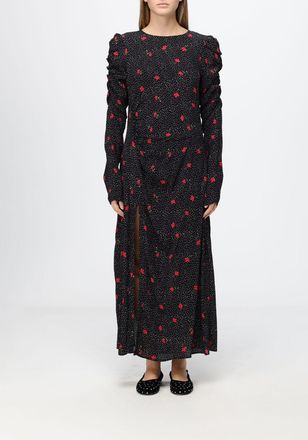 Mar De Margaritas Langes Viskosekleid mit Blumen- und Punktemuster