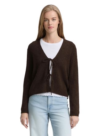 Tom Tailor Damen 1048351 Cardigan Strickjacke, 38864-Soft Chocolate Brown Melange, S