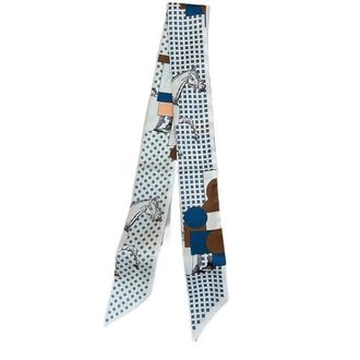 Generico Écharpe à pois français pour femme avec ruban en soie et bandeau pour le cou 5 x 90 cm, marron, taille unique