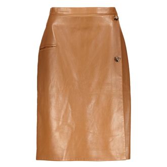 Burberry Lederrock mit angedeuteter Tasche und Schlitz hinten - - Skirts - Damen - Braun - XS