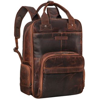 STILORD Kasimir Vintage Leder Wickelrucksack f&uuml;r Damen und Herren Moderner Tagesrucksack Damen Daypack Herren, Farbe:ambra - coganc