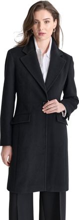 DKNY Womens Buttondown Wool Coat, Black, X-Large