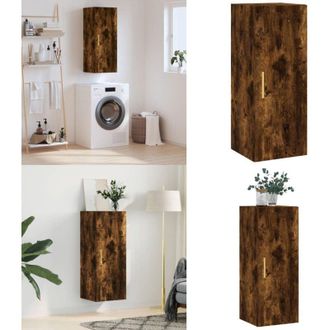 vidaXL Armoire murale chêne fumé 34,5x34x90 cm - Meuble Mural - Armoire Murale - Rangement Mural - Meuble De Rangement - Armoire De Cuisine - Home & Living