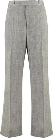 Bottega Veneta Femme, Pantalons, Gris, Taille: 36 FR Pantalon Large Textur&eacute; Taille Haute