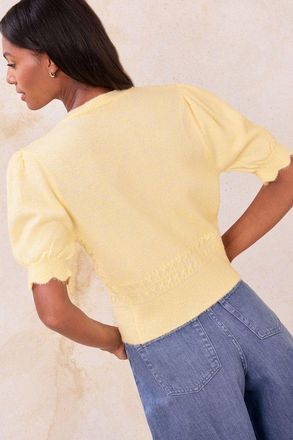 Lipsy Strickjacke Lipsy Kurzarm-Strickjacke mit kurzen Puff&auml;rmeln (1-tlg)