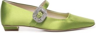 Roger Vivier Femme, Chaussures, Vert, Taille: 38 EU Ballerines en satin Belle Vivier