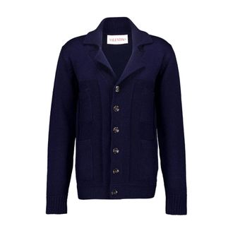 Valentino Garavani Loose-Fit Strickjacke aus Wolle und Baumwolle - - Knitwear - Herren - Blau - 2XL