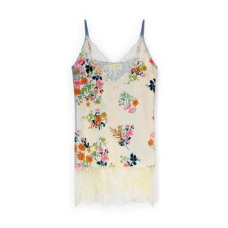 Motivi Langes Satin-Oberteil mit Spitzeneins&auml;tzen - - Tops - Damen - Wei&szlig; - XS