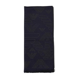 Emporio Armani Wollschal mit Allover-Jacquard-Adler - - Accessories - Herren - Schwarzk - ONE SIZE