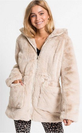 Bonprix Fellimitatjacke Winterjacke mit Kapuze in Teddyfell