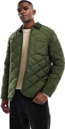 New Look Steppjacke in Khaki mit Cordkragen-Grün