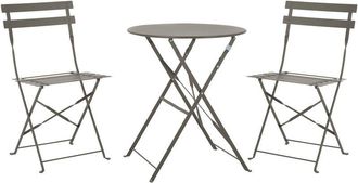 SVITA Berlin Balkonm&ouml;bel Bistroset Stuhl Tisch Garten Bistro Cafe Metall Klappm&ouml;bel Taupe - Svita