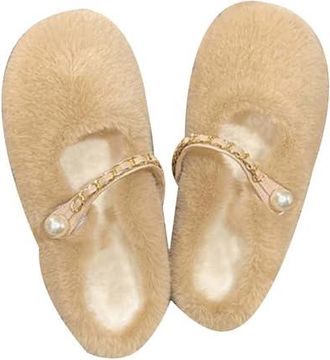 Generic Pantoufles pelucheuses pour femme - Jolies pantoufles dintérieur à semelle souple - Confortables et chaudes - Pour lautomne et lhiver - Chaussures déc