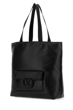 Valentino Garavani Mens Black Nappa Leather Valentino Garavani Noir Shopping Bag Nero Borse A Mano