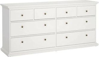 Dmora Kommode Coraline, Mehrzweckkommode, Schlafzimmerkommode, Schrank mit Schubladen, 183x49 h87 cm, Wei&szlig;