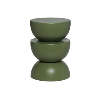 Sweeek Table dappoint. Bout de canap&eacute;. Table de Chevet en m&eacute;tal. Vert Kaki. Coumba. &Oslash;32 x H 46.5cm