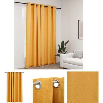 vidaXL The Living Store Verdunkelungsvorhang mit &Ouml;sen Leinenoptik Gelb 290x245 cm - Verdunkelungsvorhang - Leinenlook - Gelber Vorhang - Wohnraumgestaltung