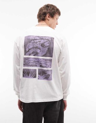 Carhartt Work in Progress Emerge - T-shirt &agrave; manches longues avec imprim&eacute; au dos - Blanc