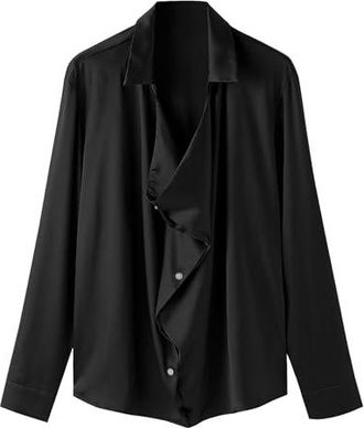 Generic Chemises pour homme adulte &agrave; manches longues pour le printemps et lautomne - Chemise l&eacute;g&egrave;re et respirante - Style d&eacute;contract&eacute; - Avec col Duffle - Coup