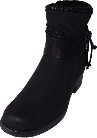 Absolute Footwear Bottines en daim synthétique pour femme avec intérieur en fausse fourrure et noeud, Noir, 37 EU
