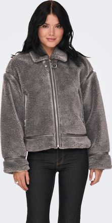 Only Pl&uuml;schjacke ONLY ONLMICHELLE TEDDY JACKET OTW, Damen, Gr. XL, plum kitten, Web, Obermaterial: 100% Polyester, unifarben, regular fit h&uuml;ftlang, Umschla