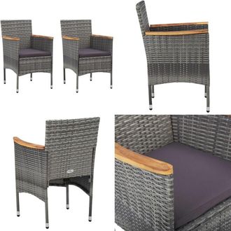 vidaXL Garten-Essst&uuml;hle 2 Stk. Poly Rattan Grau - Gartensessel - Esszimmerst&uuml;hle - Outdoor M&ouml;bel - Rattangestelle - Gartenm&ouml;bel - Home & Living