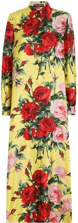 Dolce & Gabbana robe-chemise longue &agrave; fleurs - Jaune