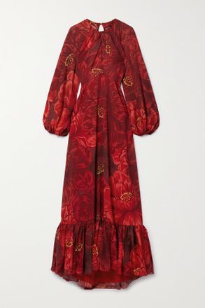 La DoubleJ Eve Maxikleid Aus Chiffon Mit Blumenprint - Rot