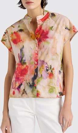 Momoni Chemise coupe d&eacute;contract&eacute;e en coton &agrave; imprim&eacute; floral et col mao