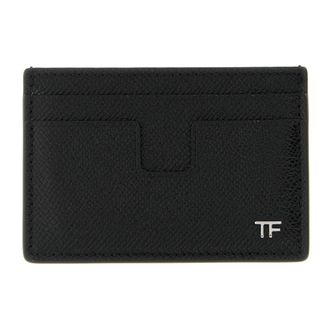 Tom Ford Homme, Accessoires, Noir, Taille: ONE Size Porte-cartes en cuir grain&eacute; fin