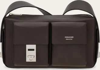 Ferragamo Herren Umh&auml;ngetasche in Utility-Optik mit Hug-Schnalle (M) Braun