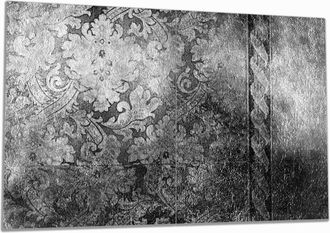 Wallario Herdabdeckplatte/Spritzschutz aus Glas, 2-teilig, 80x52cm, f&uuml;r Ceran- und Induktionsherde, Schn&ouml;rkelmuster in grau