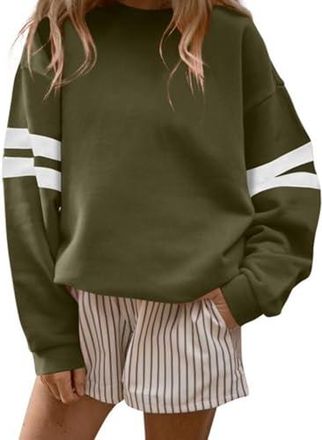Generic Sweat-shirt pour femme - Couleur unie - Haut surdimensionn&eacute; - Col rond - Manches longues - Automne - Hiver - D&eacute;contract&eacute; - Confortable - Tendance - Co