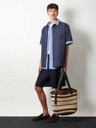 Loewe Mens Tote Bag Paulas Ibiza Raffia-Leather Beige Raffia/leather