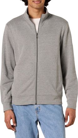 Amazon Essentials Herren Leichtes French-Terry-Sweatshirt mit durchgehendem Reißverschluss, Dunkelgrau Meliert, XXL