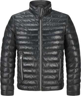Milestone Gesteppte Lederjacke Cortino - - Jackets - Herren - Blau - 2XL