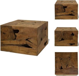 vidaXL Couchtisch 50x50x35 cm Teakholz Braun - Couchtisch - Teakholzmöbel - Handgefertigter Tisch - Wohnzimmerschmuck - Rustikal