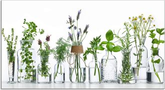 Artland ARTland Spritzschutz K&uuml;chenr&uuml;ckwand aus Alu f&uuml;r K&uuml;che Herd Sp&uuml;le 110x60 cm (BxH) mit Motiv Pflanzen Kr&auml;uter Gew&uuml;rze Lavendel Basilikum Blumen H9KE