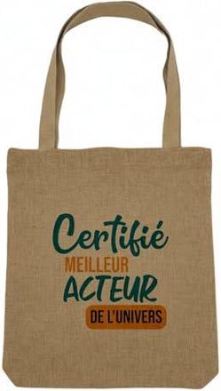 Fabulous Sac Shopping Tote Bag Aspect Lin - Certifi&eacute; meilleur Acteur de lunivers Cinema Theatre com&eacute;dien - Sac de Courses Toile Epaisse 360g Beige Naturel Caba