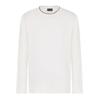 Emporio Armani Wei&szlig;es Langarm-Logo-Kragen-Jersey - - Knitwear - Herren - Wei&szlig; - S