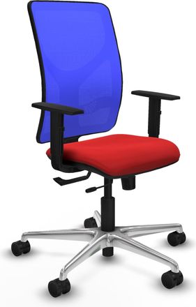 Piqueras y Crespo Schreibtischstuhl Home Office mit 1D-Armen, h&ouml;henverstellbare Lendenwirbelst&uuml;tze, ausgestattet mit Syncro/Translack und Schneideschaum, Blau/Rot