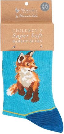 Wrendale Designs Wrendale - SOCKC001 - Kinder Socken, Born to be Wild, Fuchs, türkis, Größe: 23-26, 1 Paar