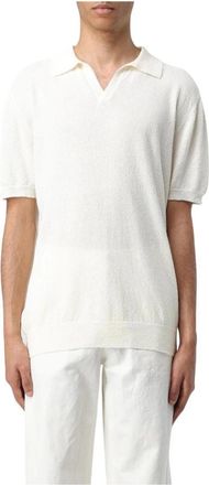 Drumohr Homme, Pulls, Blanc, Taille: 2XL Polo Tricot Manches Courtes