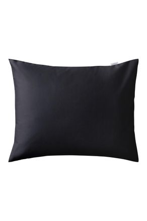 Jotex Zack Satin Kopfkissenbezug - 100% hochwertige exklusivem Satin aus Bio-Baumwolle GOTS-Zertifiziert Kissenbezug, Schwarz 80x80cm