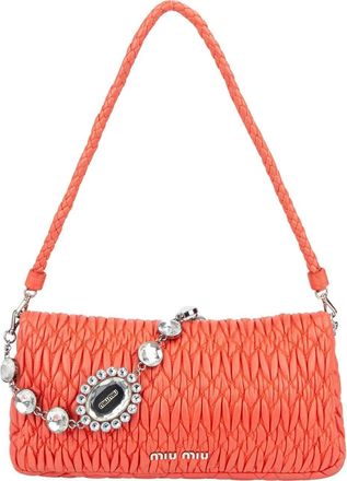 Miu Miu Crossbody Bags - Miu Miu Quilted Leather Crystal Shoulder Bag - Gr. unisize - in Rot - f&uuml;r Damen