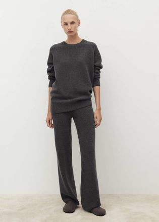 Mango Pantalon droit maille gris anthracite - Femme - M - MANGO