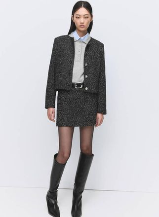 Mango Veste maille jasp&eacute;e noir - Femme - XS - MANGO