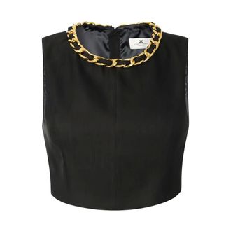 Elisabetta Franchi Femme, Tops, Noir, Taille: 40 FR Top avec Cha&icirc;ne de Bijoux