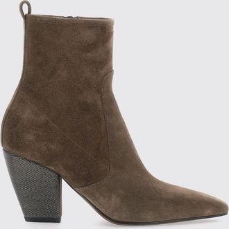 Brunello Cucinelli Texanische Wildlederstiefeletten mit ausgestelltem hohem Absatz