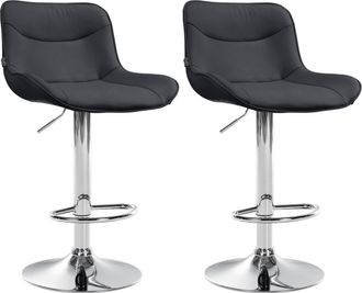 Clp 2er Set Barhocker Vonore Kunstleder I H&ouml;henverstellbar mit Lehne und 360 Grad drehbar I Inkl. Fu&szlig;st&uuml;tze und Metallgestell, Farbe:schwarz, Gestell Farb